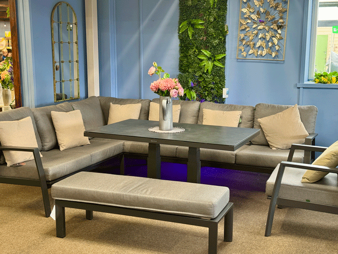 Phoenix L-Shaped Corner Sofa Lounge Dining Set with Rectangular ...