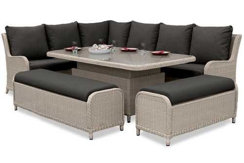 Avery Grande Left Hand Corner Sofa Lounge Dining Set with Rectangular ...